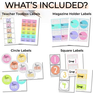 Classroom Labels | Editable | Spotty Rainbow | Classroom Management - Etsy