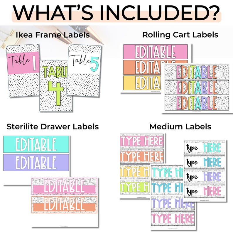 Classroom Labels | Editable | Spotty Rainbow | Classroom Management - Etsy