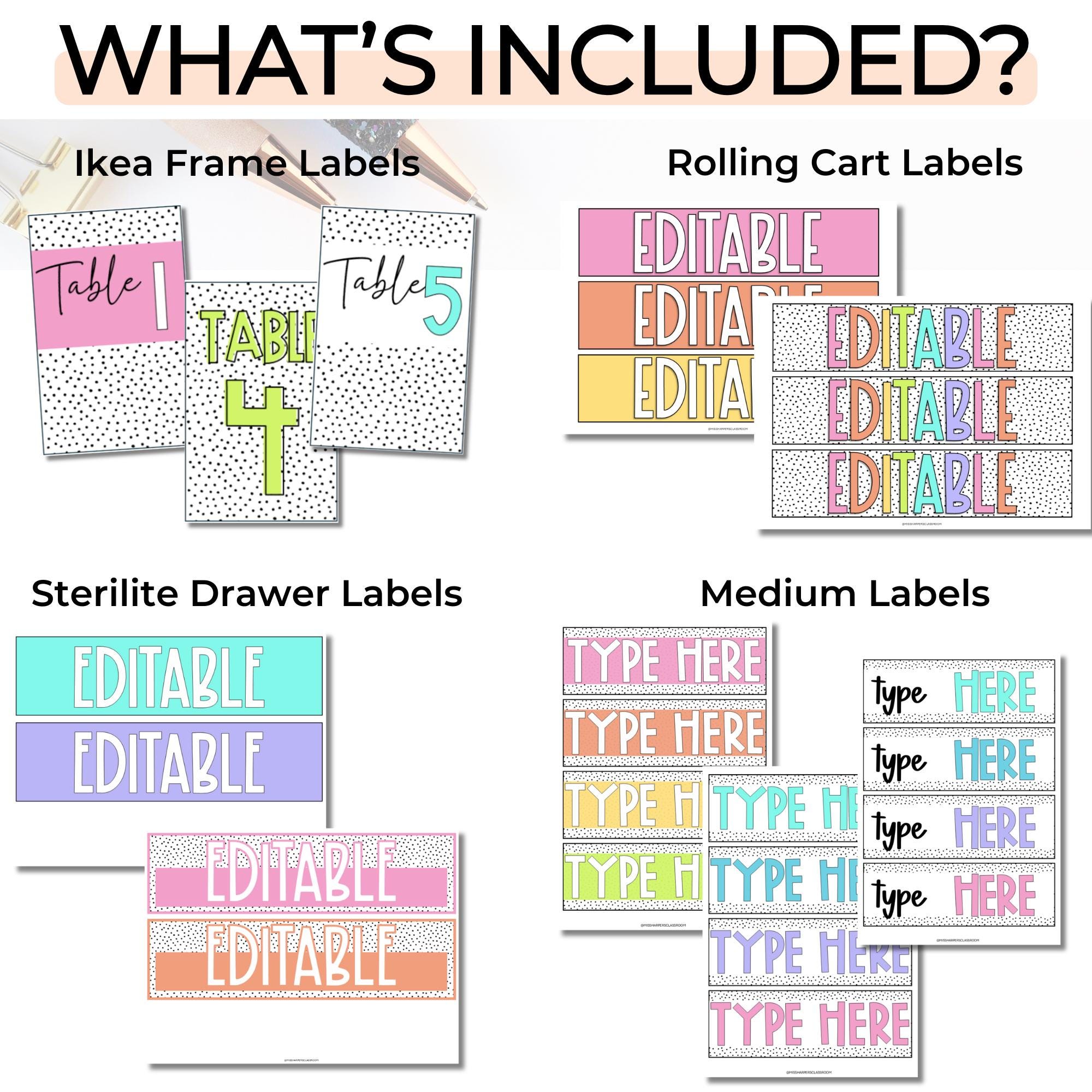 Classroom Labels | Editable | Spotty Rainbow | Classroom Management - Etsy