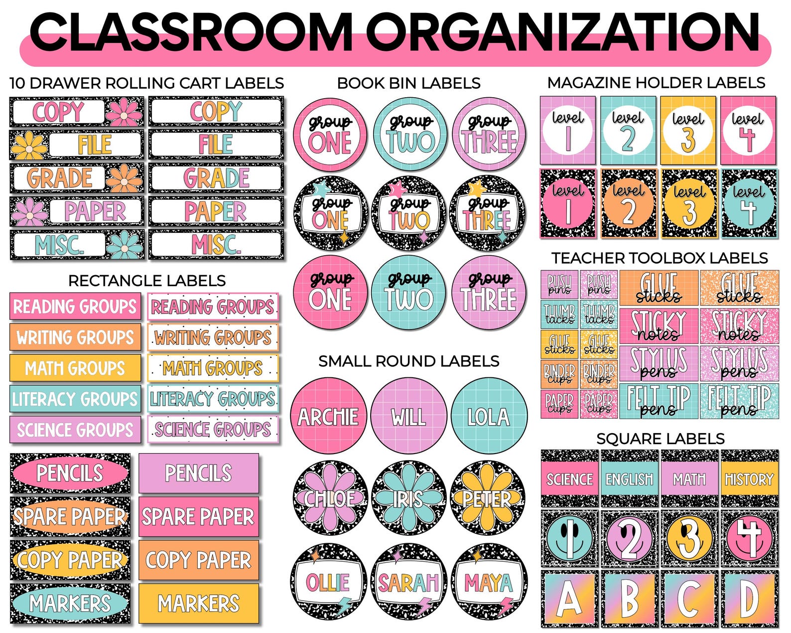 Composite Cutie Classroom Decor Bundle | Composition Notebook Classroom ...