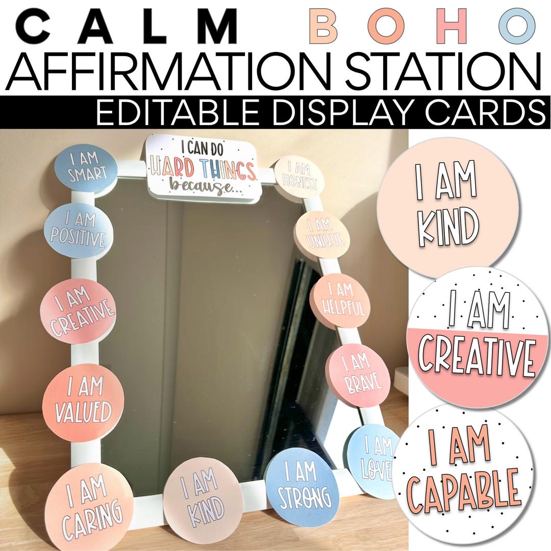 Affirmation Station | Calm Boho | Classroom Display | Editable ...