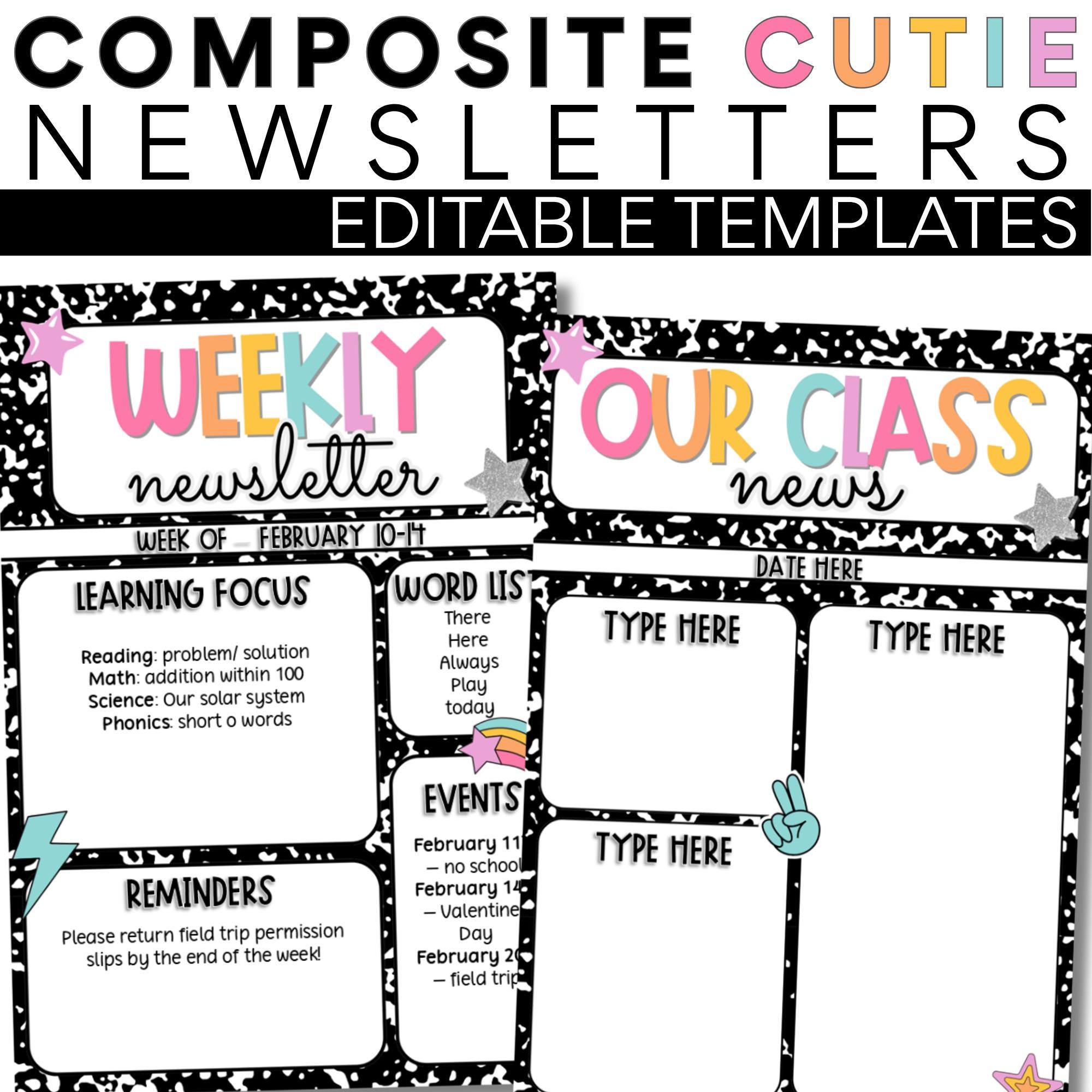 Classroom Newsletter Template | Composite Cuties | Editable | Classroom ...