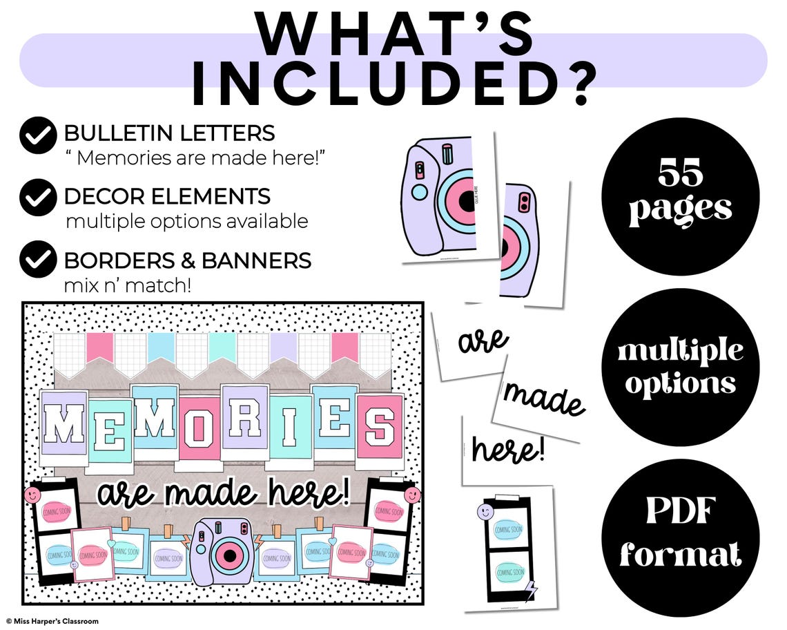 Back to School Bulletin Board Kit | Memories Are Made Here | Pastel Pop ...