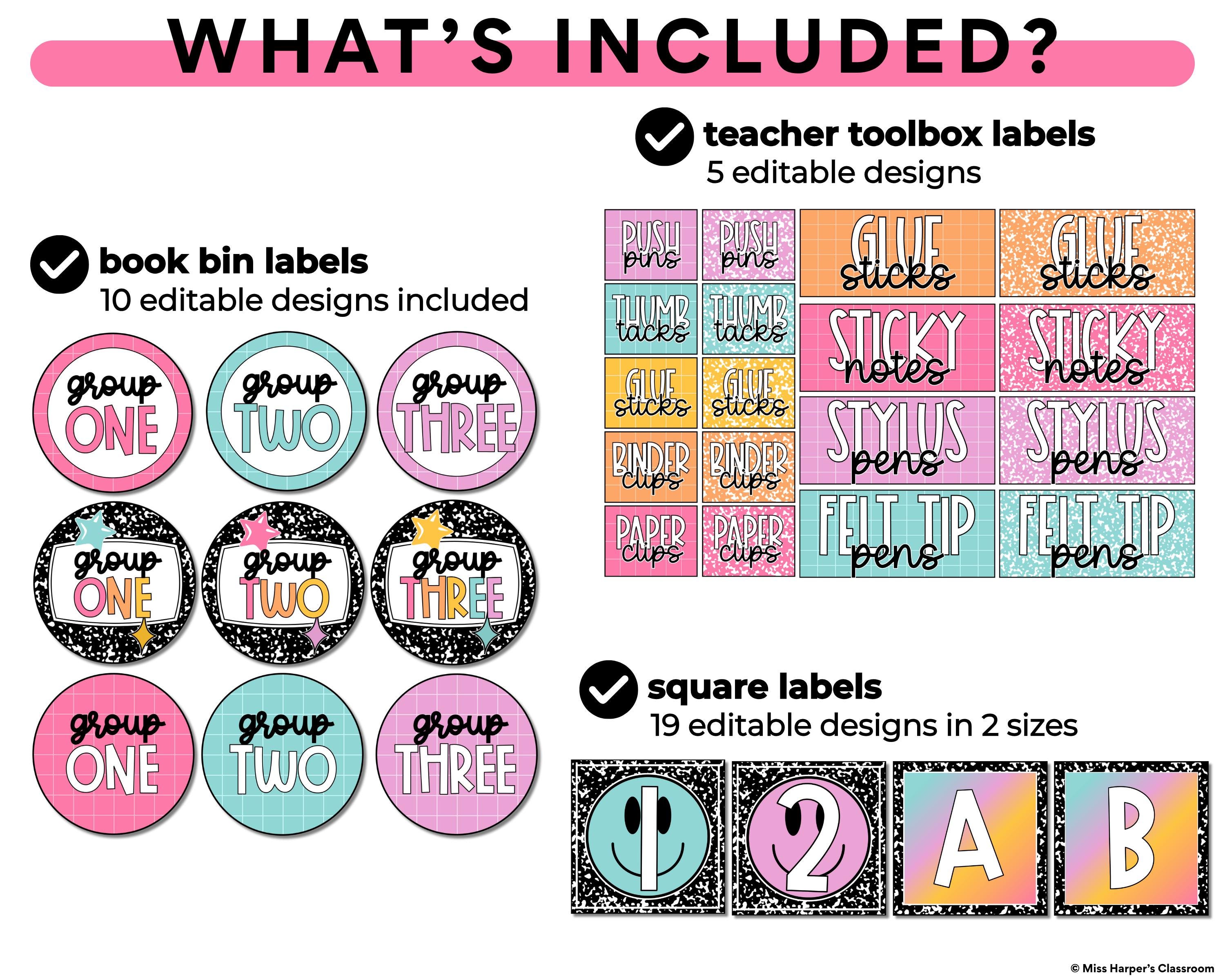 Classroom Labels | Editable | Composition Notebook Classroom Theme ...