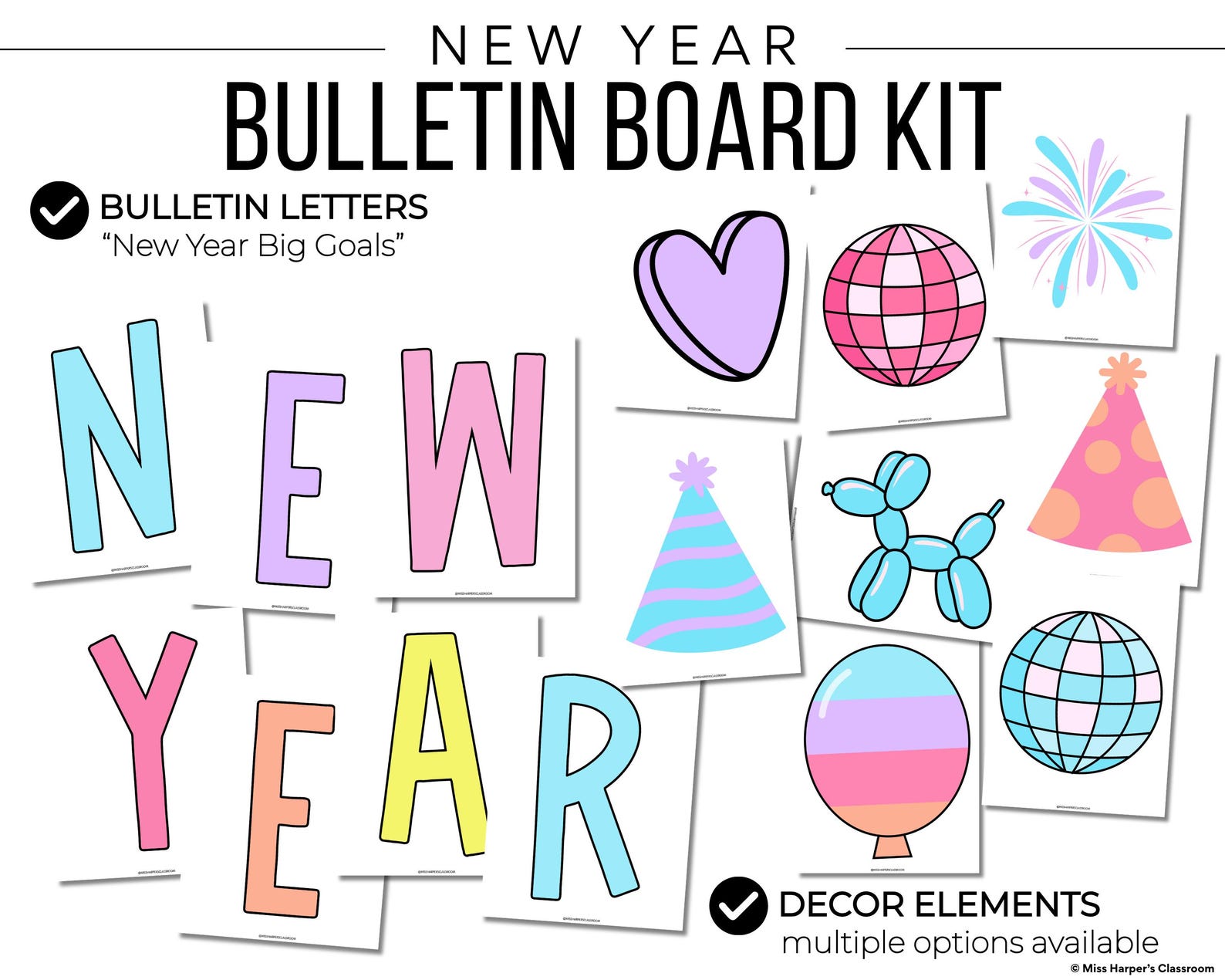 New Year Bulletin Board Kit | New Year Big Goals | Bulletin Decor ...