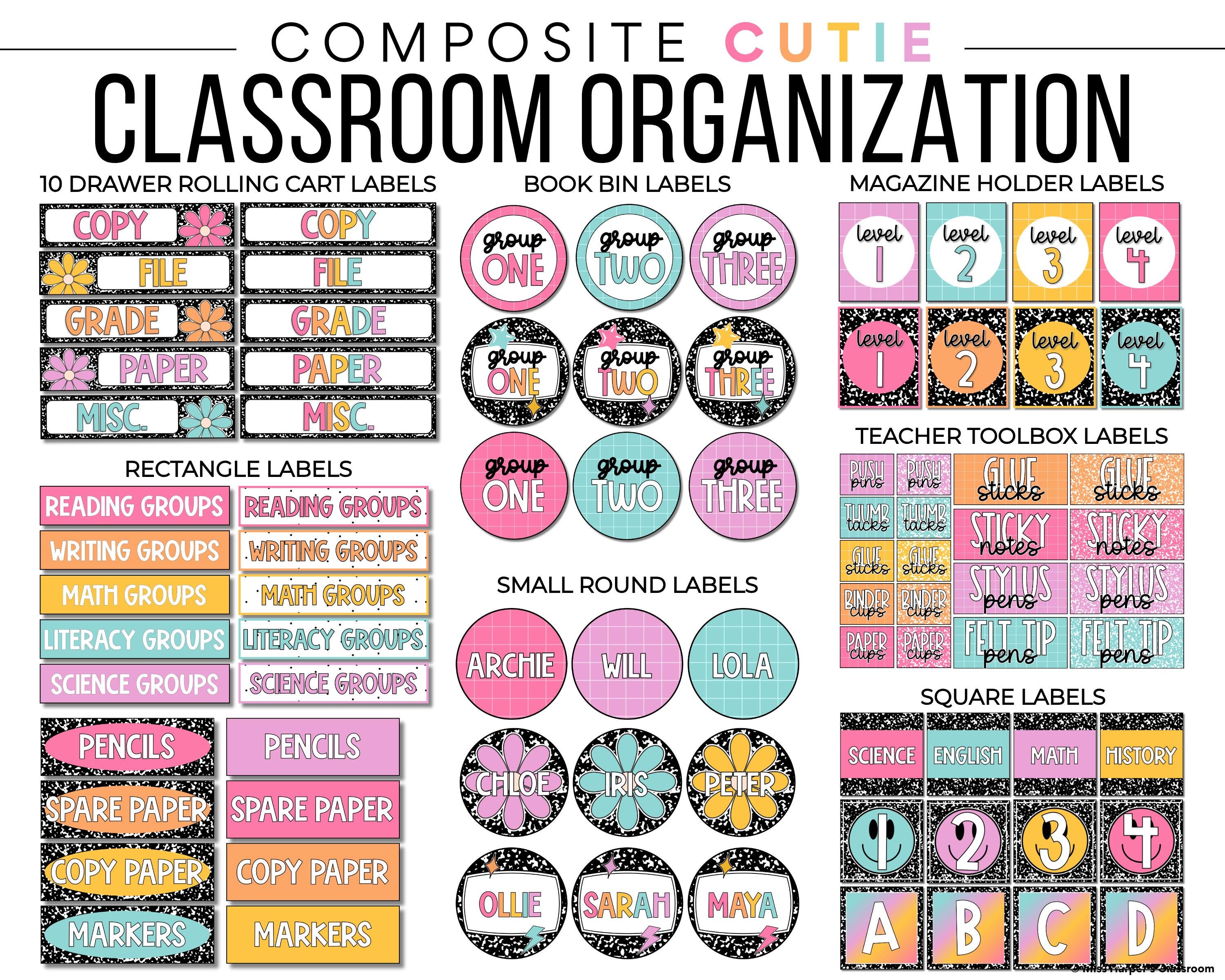 Composition Notebook Classroom Decor Bundle | Elementary, Editable ...