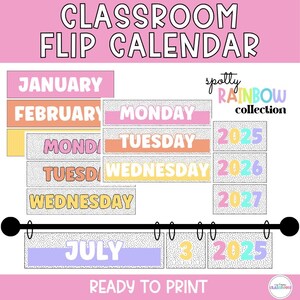 Flip Calendar Display | Spotty Rainbow | Classroom Management - Etsy