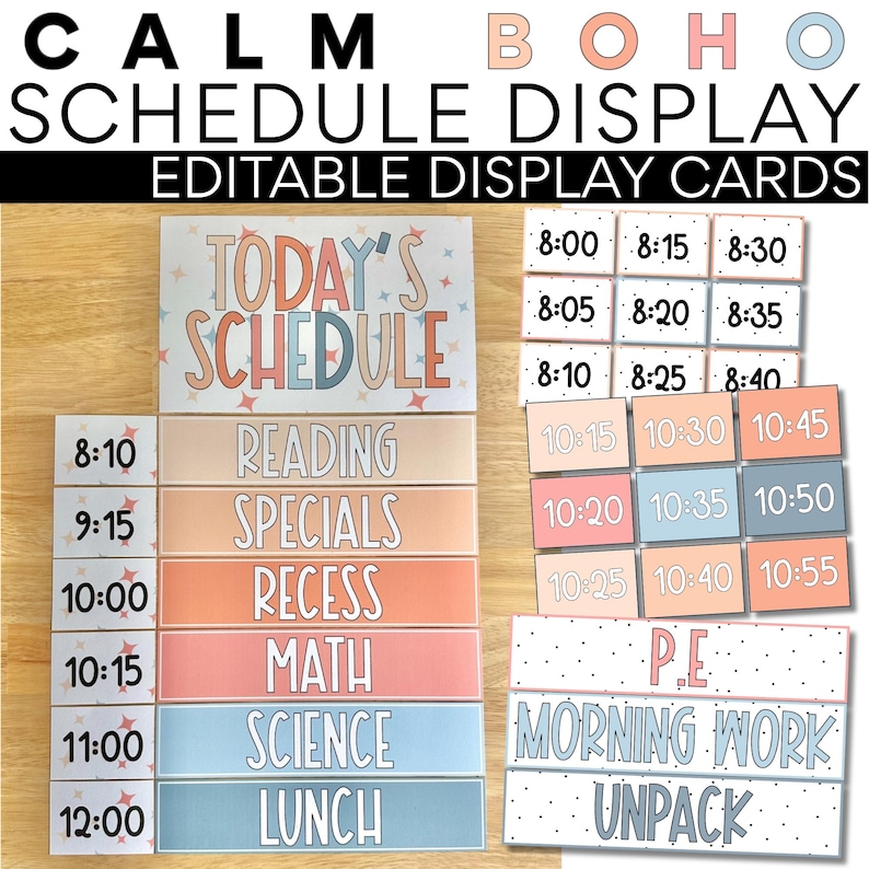 Schedule Display Cards | Digital Resource | Calm Boho | Classroom ...