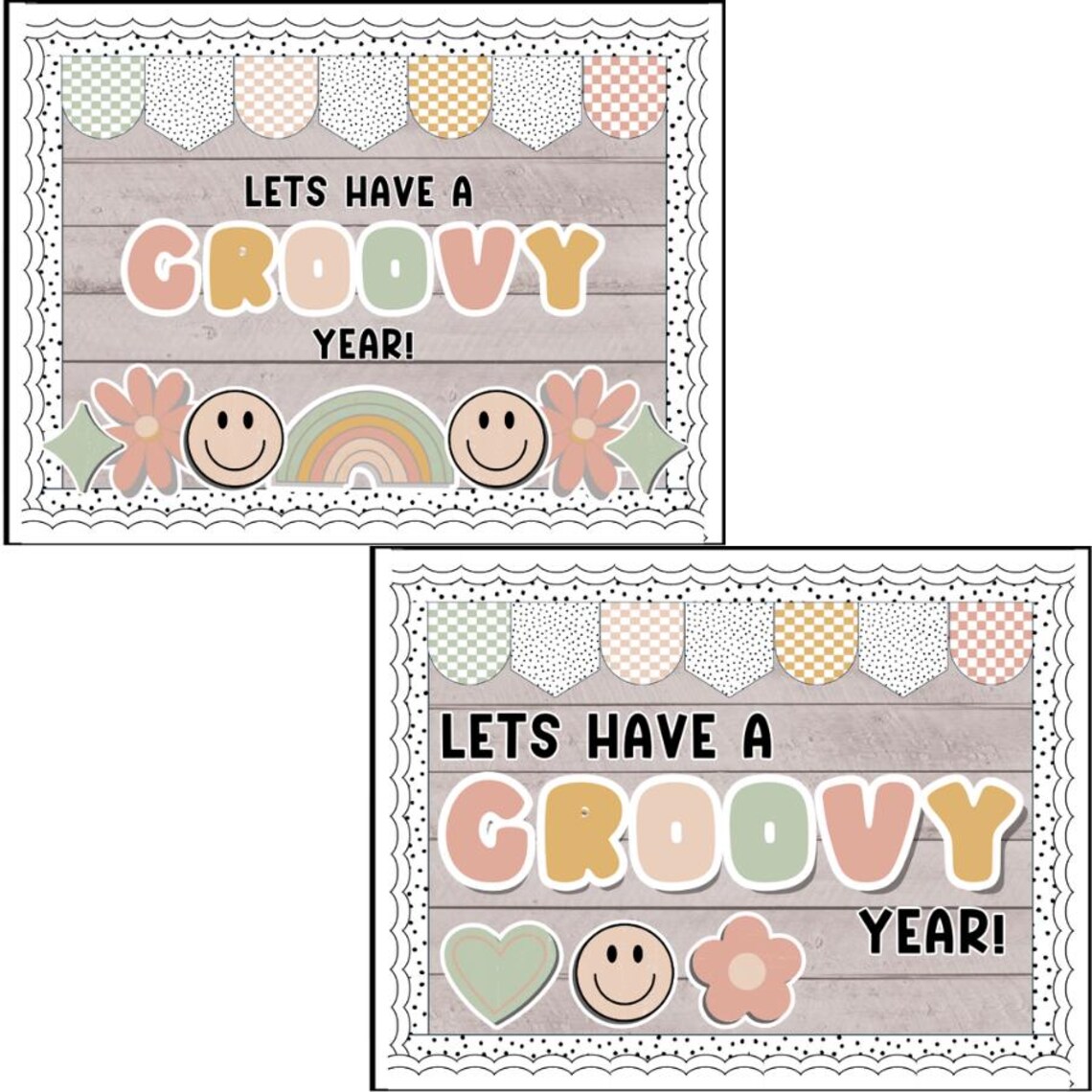 Back to School Bulletin Board Kit | Neutral | Groovy | Welcome ...