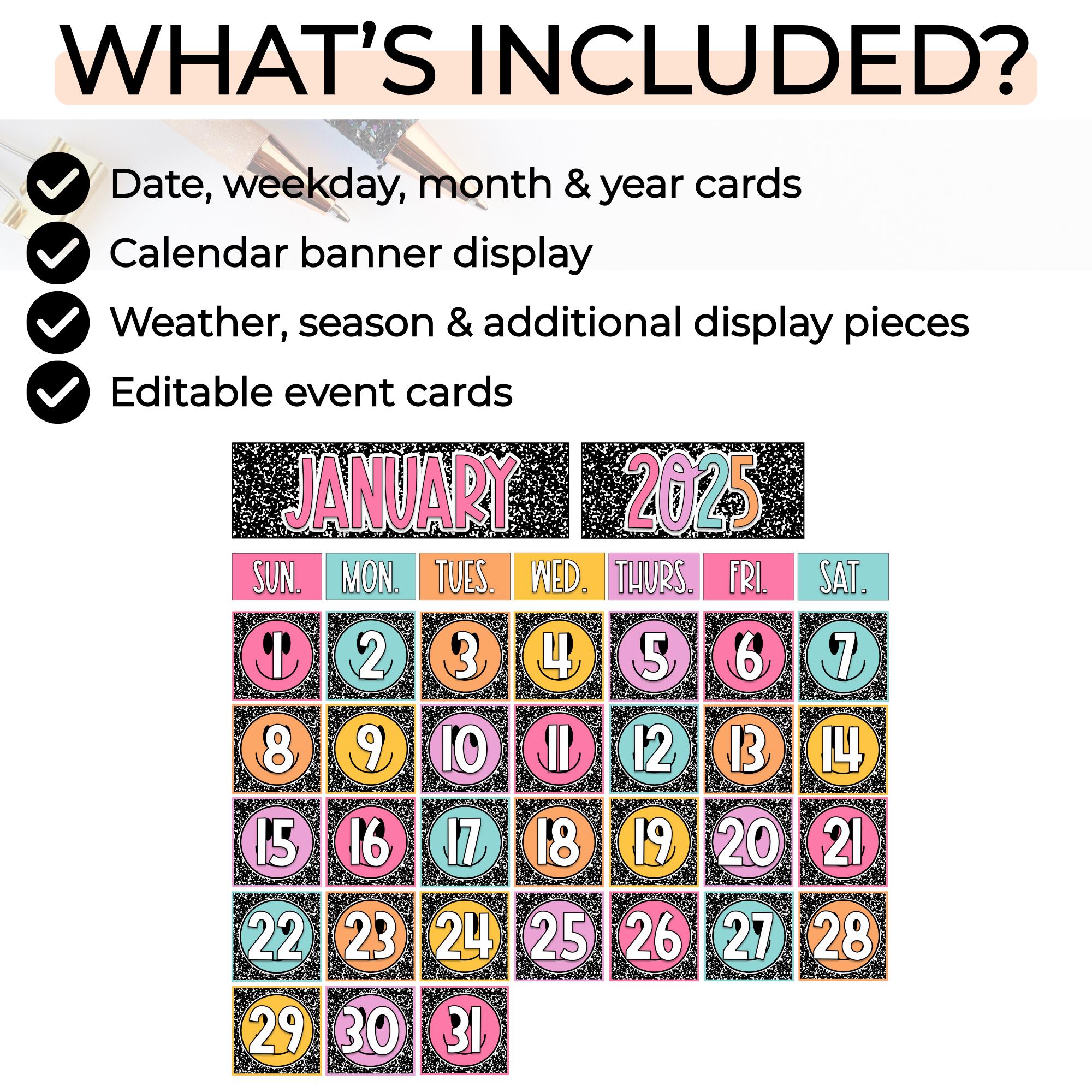 Editable Calendar Pocket Chart | Composite Cutie | Calendar Numbers and ...