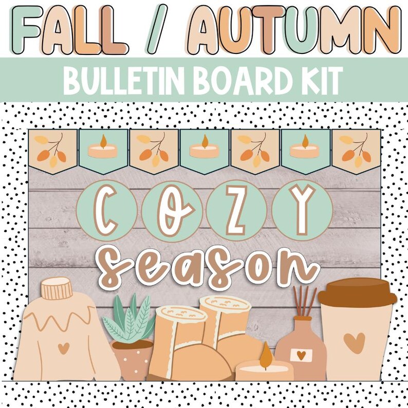 Winter & Fall Bulletin Board Kit Modern Cosy Christmas Fall Autumn ...