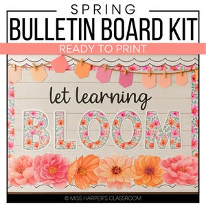 Spring Classroom Bulletin Board Kit | Floral Decor (digital Download ...