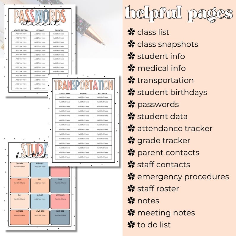 Teacher Lesson Planner Template | Calendar | EDITABLE | 2025-2026 ...