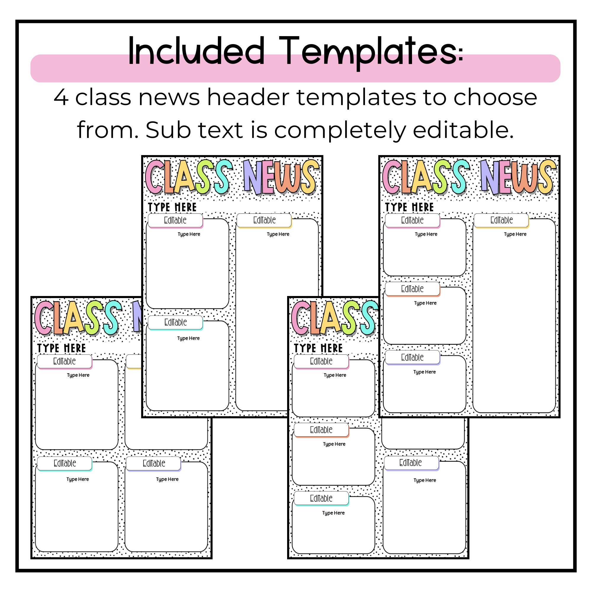 Classroom Newsletter Template | Spotty Rainbow | Editable | Classroom ...