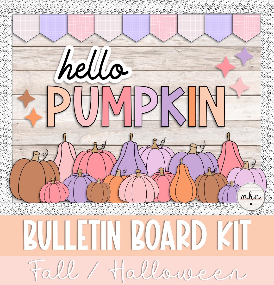Fall Bulletin Board Kit Trendy Pastel Pumpkins Classroom Decor - Etsy