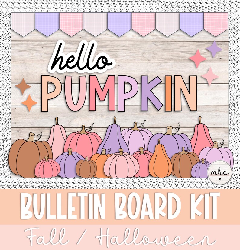 Fall Bulletin Board Kit Trendy Pastel Pumpkins Classroom Decor - Etsy