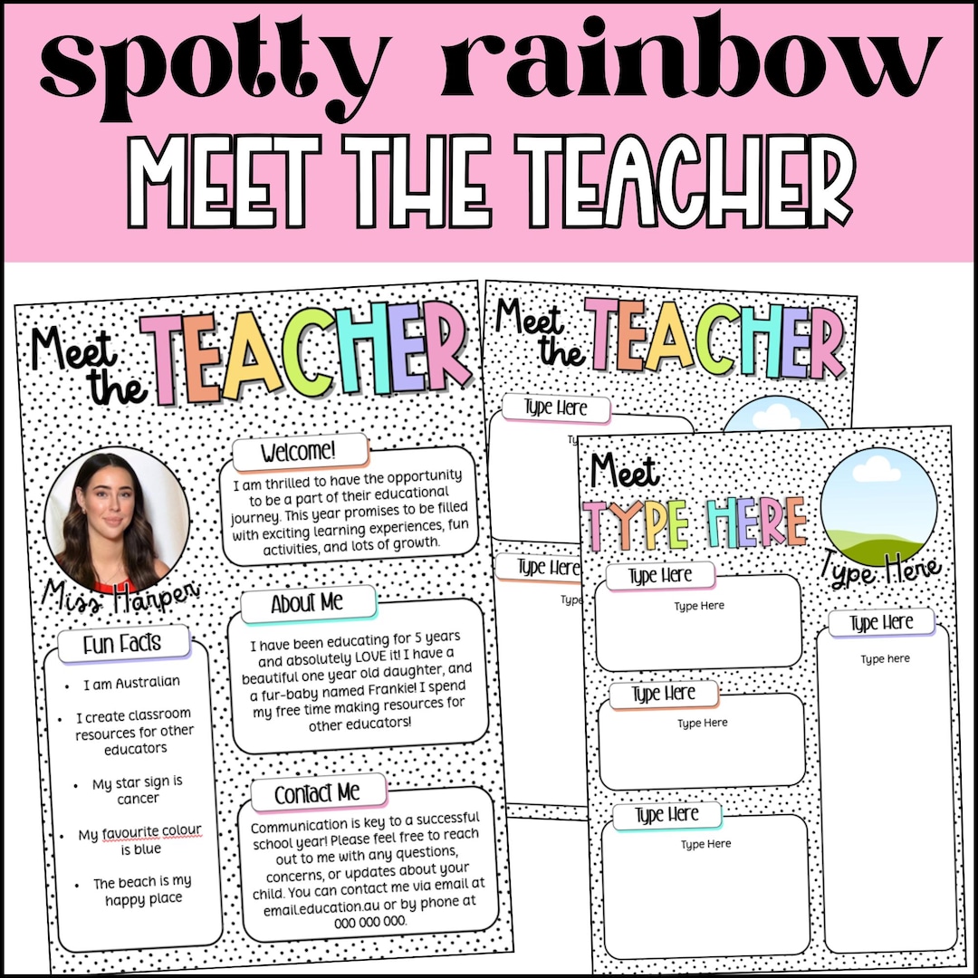 Meet the Teacher Template Editable | Digital Resource | Spotty Rainbow ...