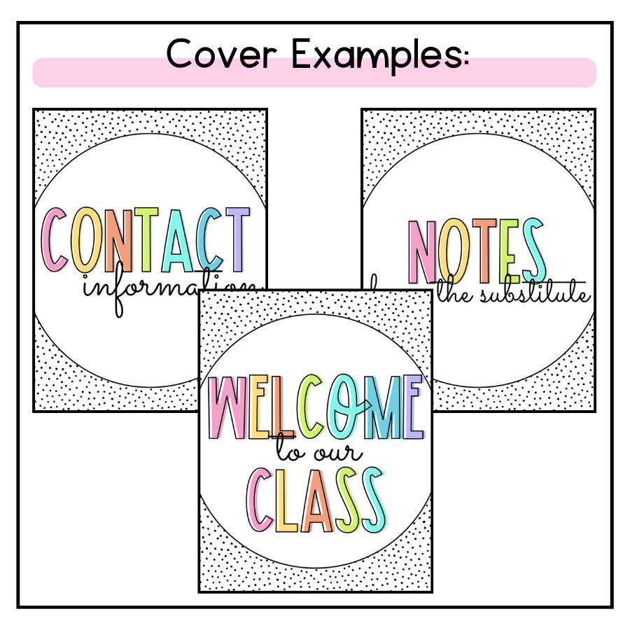 Substitute Binder Template | Spotty Rainbow | Editable | Classroom ...