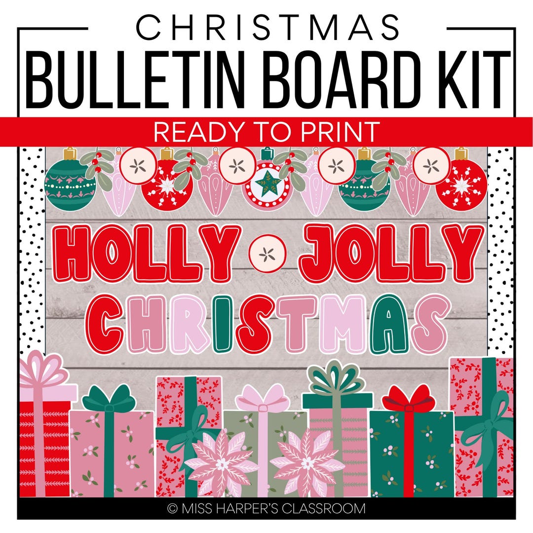 Christmas Bulletin Board Kit | Holly Jolly Christmas | Bulletin Decor ...