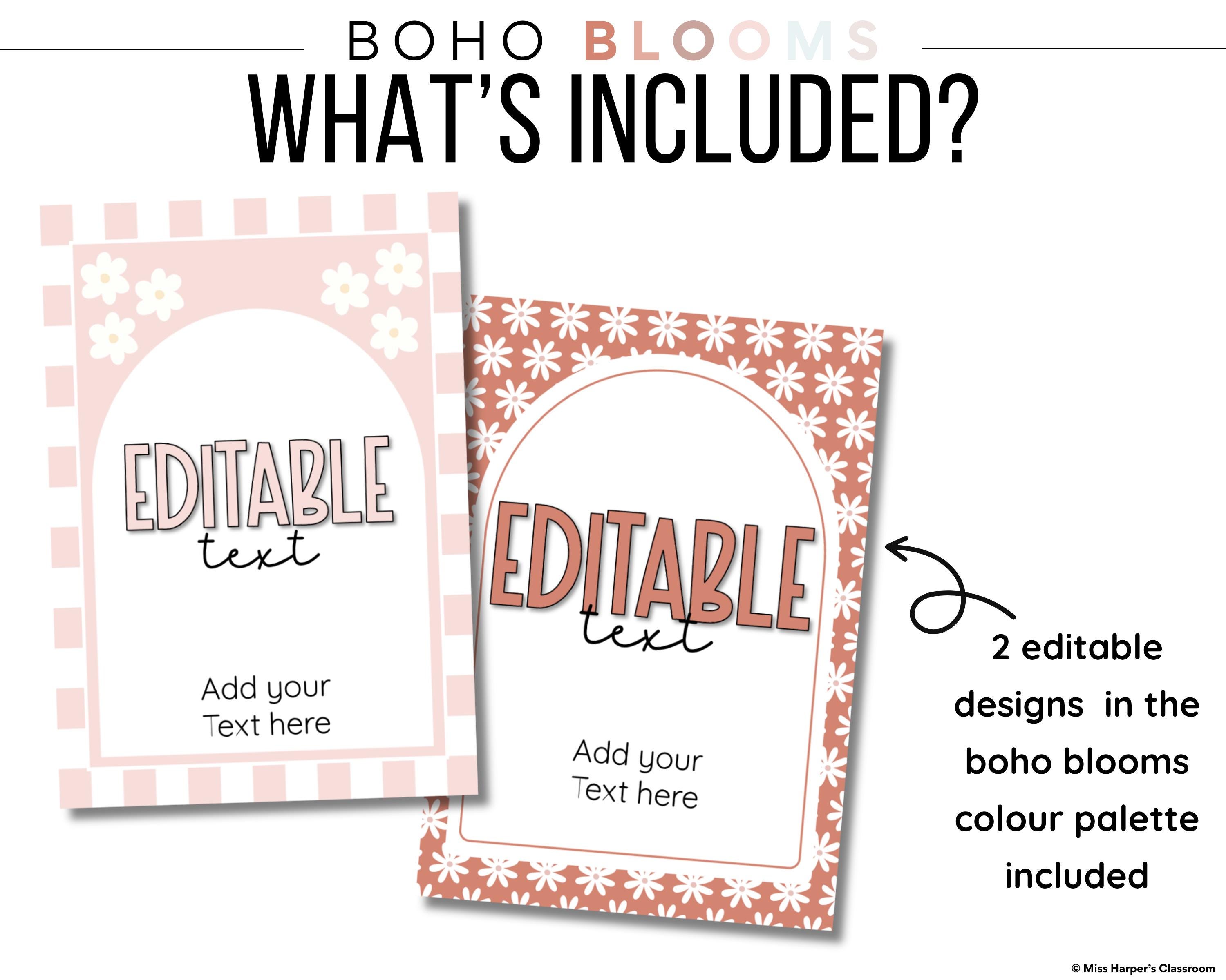 Classroom Binder Covers & Spines Editable Template | Boho Blooms ...