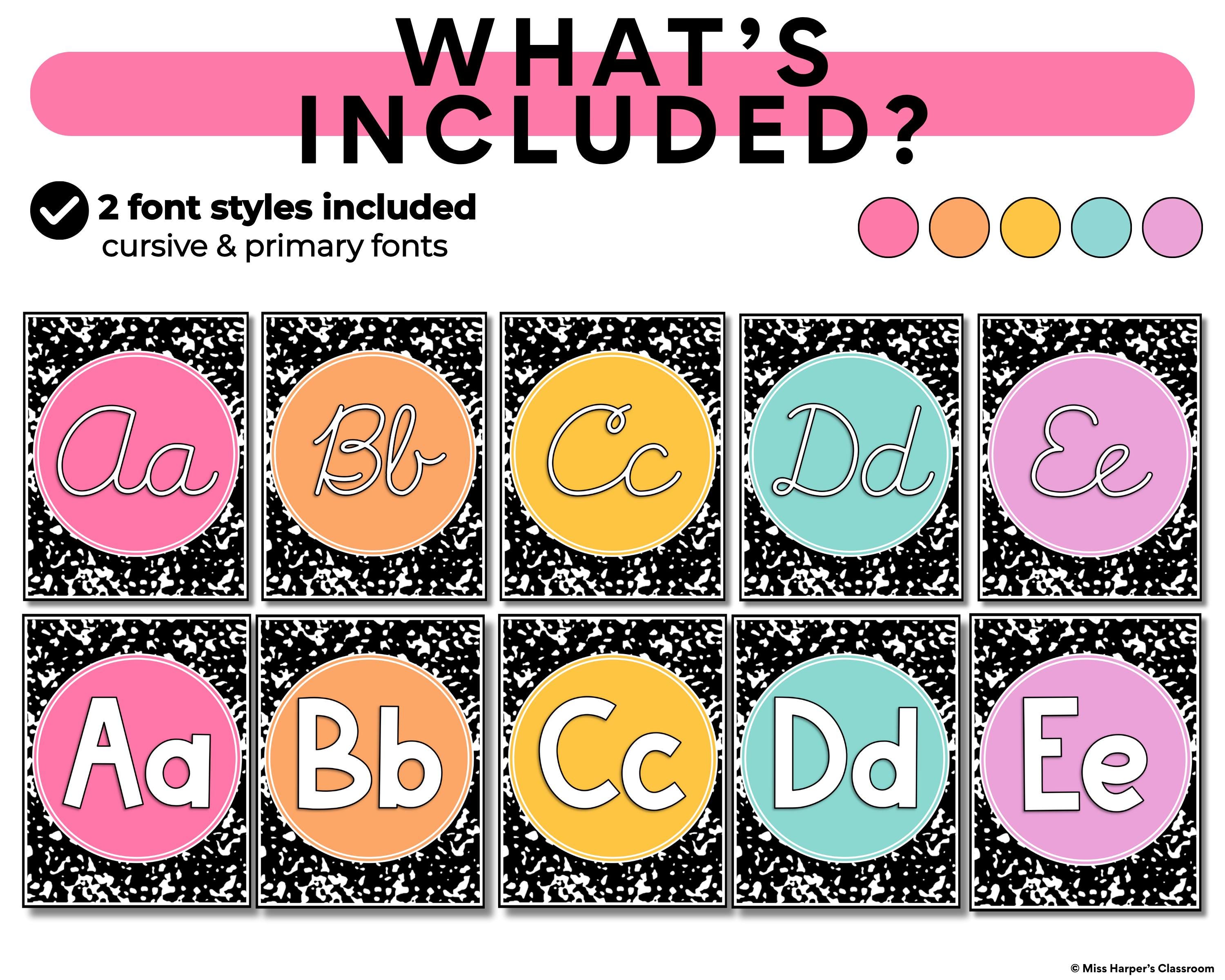 Classroom Alphabet Posters | Composition Notebook Classroom Theme ...