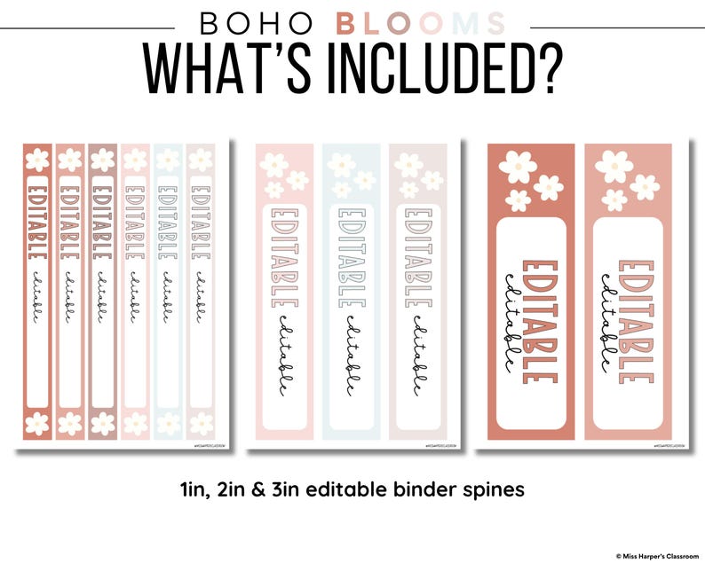 Classroom Binder Covers & Spines Editable Template | Boho Blooms ...