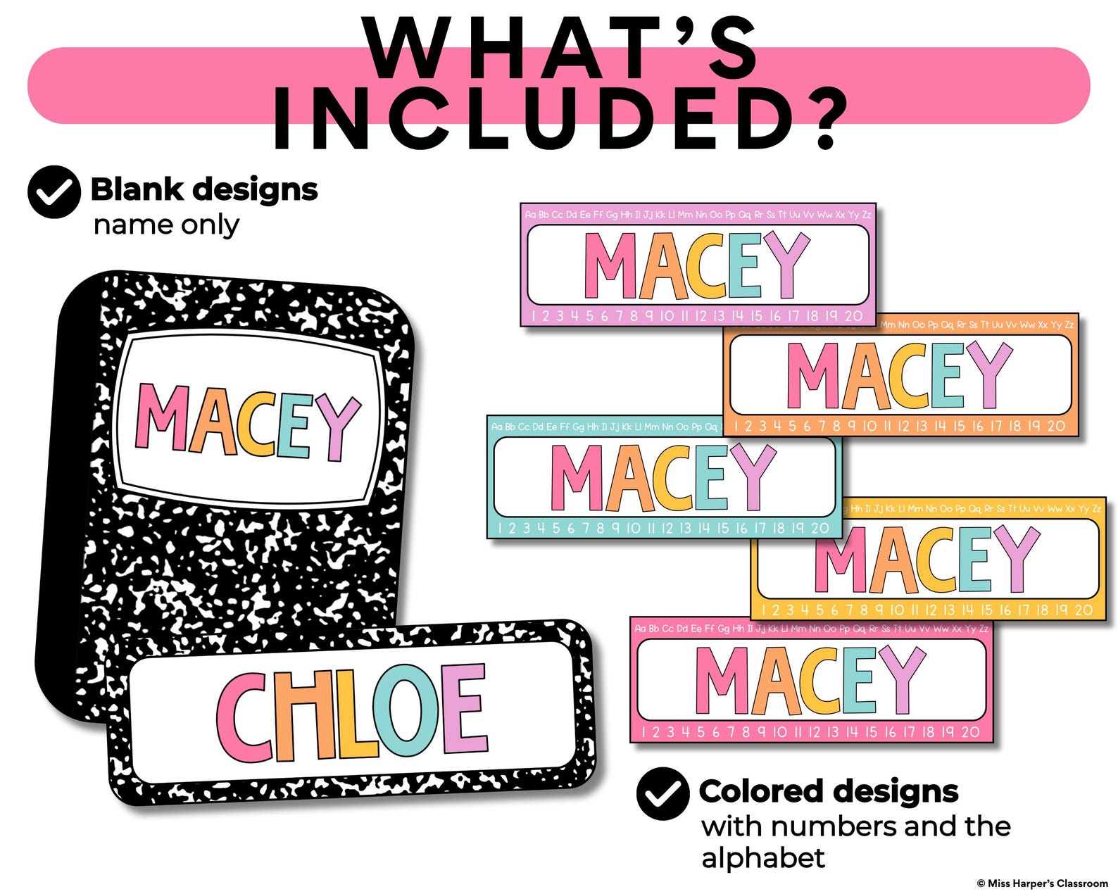 Composite Cutie Student Desk Name Tags | Composition Notebook Classroom ...