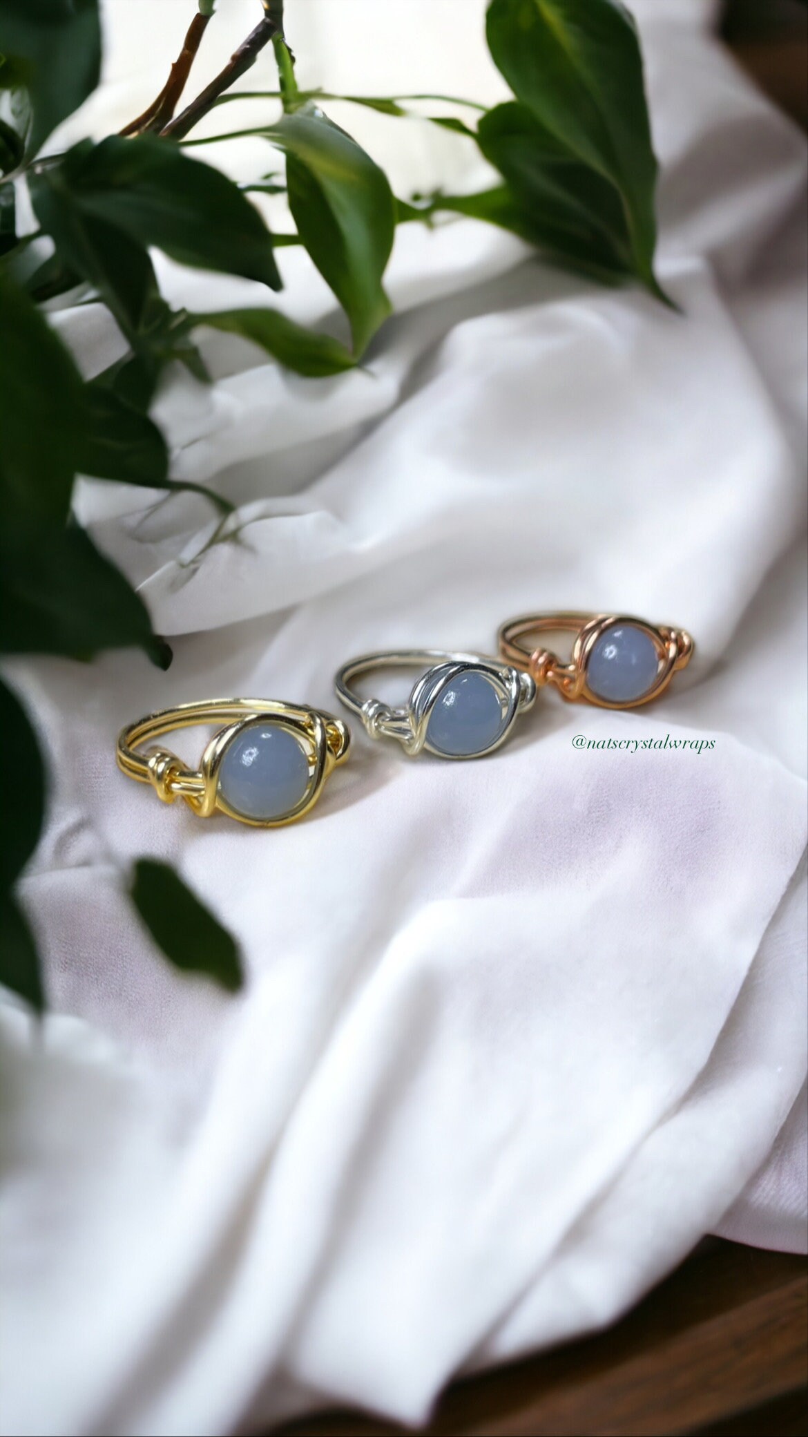 Angelite Crystal Wire Ring, Gemstone Ring, Rings for Women, Gifts for ...