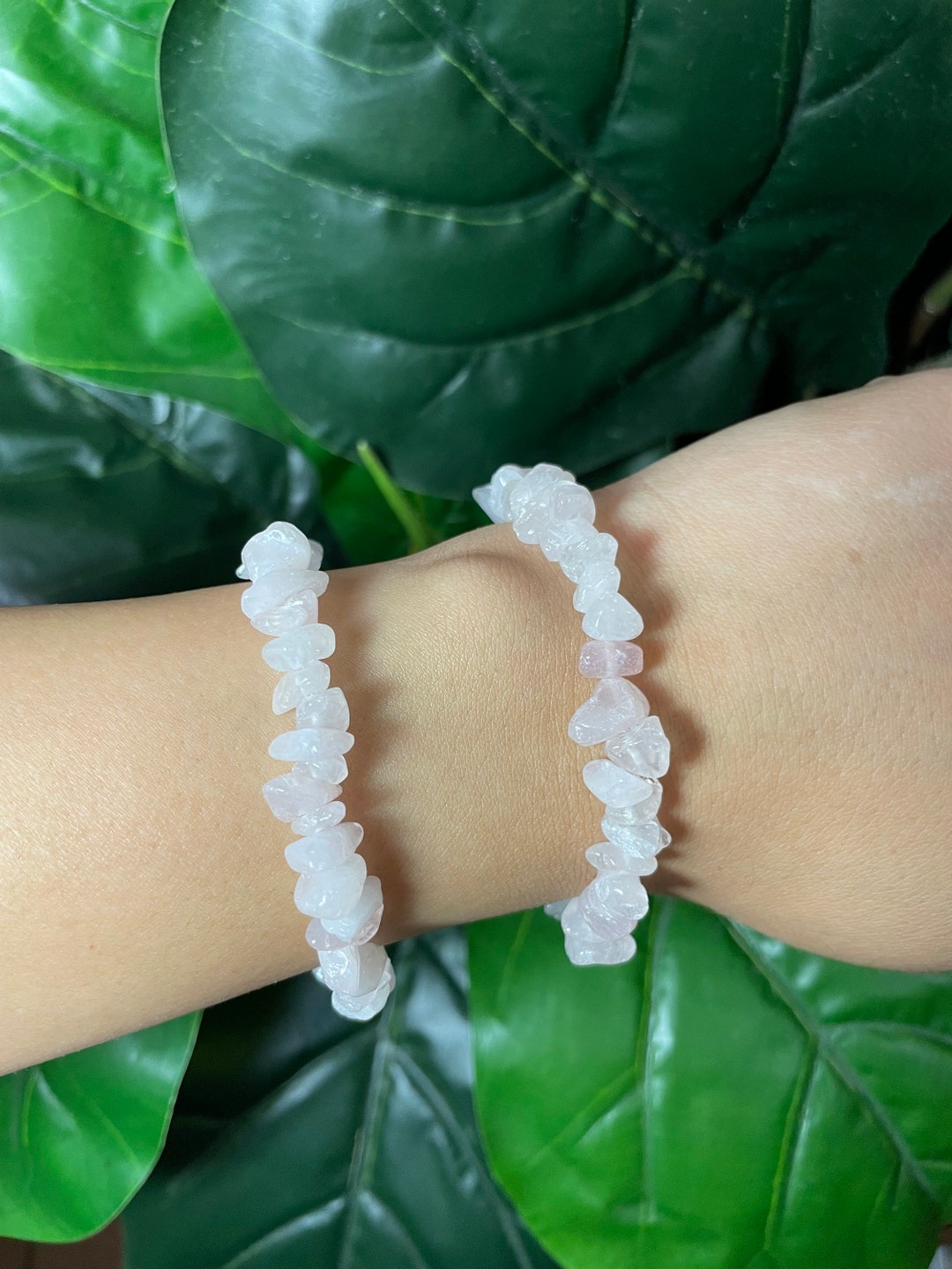 Rose Quartz Chip Bracelet, Genuine Stone Bracelets, Healing Bracelet ...