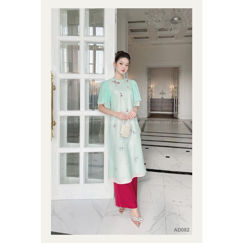 Pre-made Ao Dai Viet Nam Modern Ao Dai Áo Dài Cách Tân Kèm Quần, Chất ...