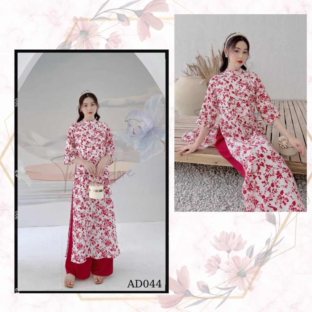 Pre-made Ao Dai Viet Nam - Modern Ao Dai - Áo Dài Nữ Dáng Suông Kèm ...