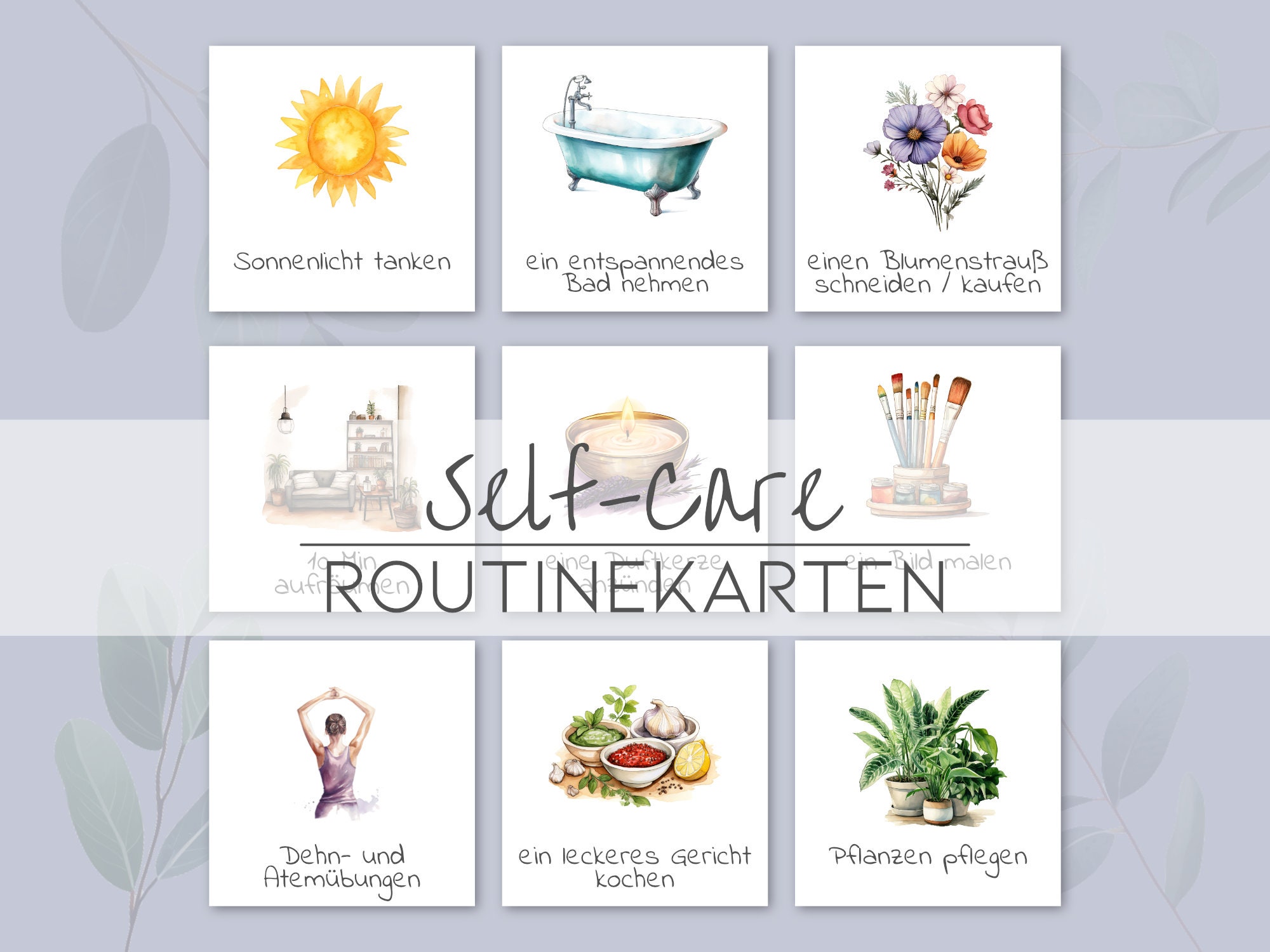 Self-love Cards, Self-care Routine Cards for Adults, Daily Schedule to Print, PDF A3, Digital ...