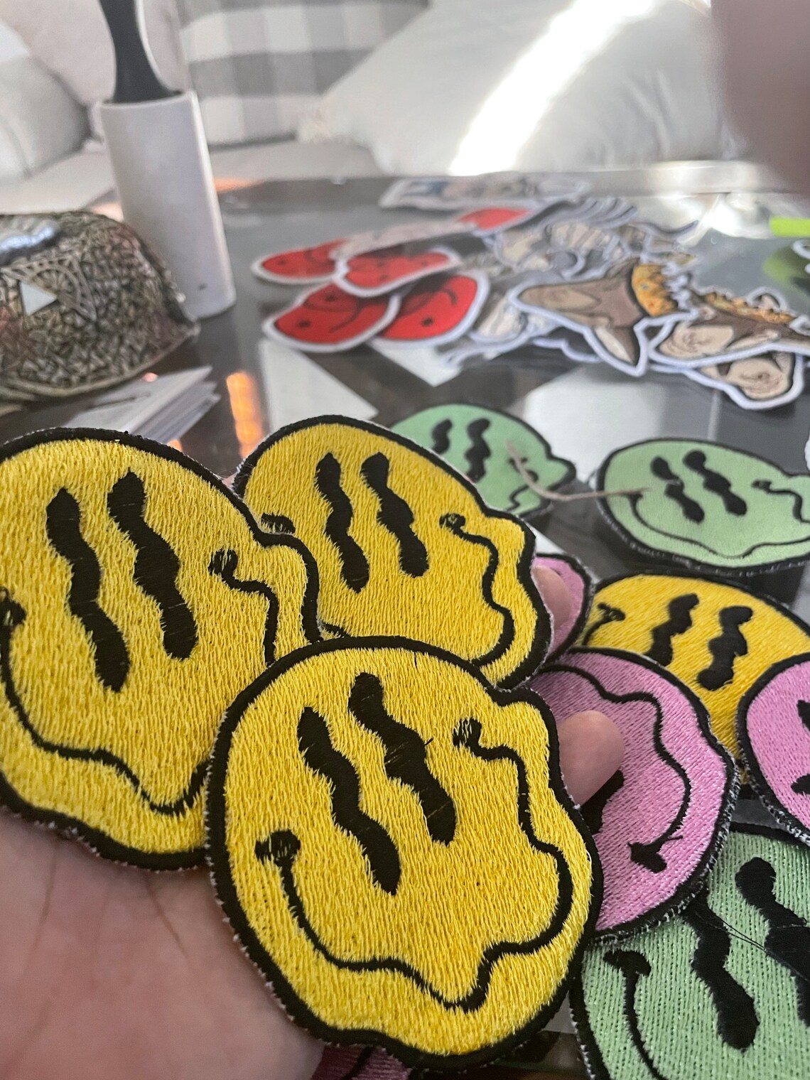 Melting Smiley Face Patch 3-pack: Psychedelic Iron-on Applique - Etsy