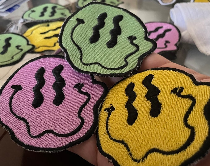 Lightning Eyes Smiley Face Chenille Iron-on Patches - Etsy