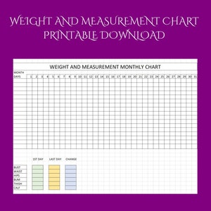 Printable Weight & Measurement Monthly Chart | Downloadable Weight ...