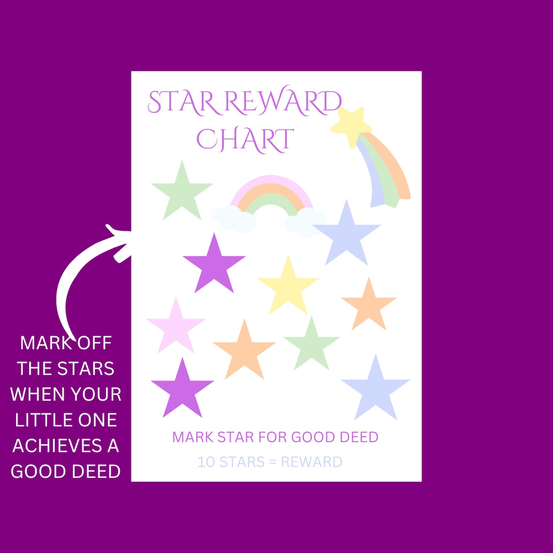 Star Reward Chart for Children Printable Template Pastel Colored Star ...