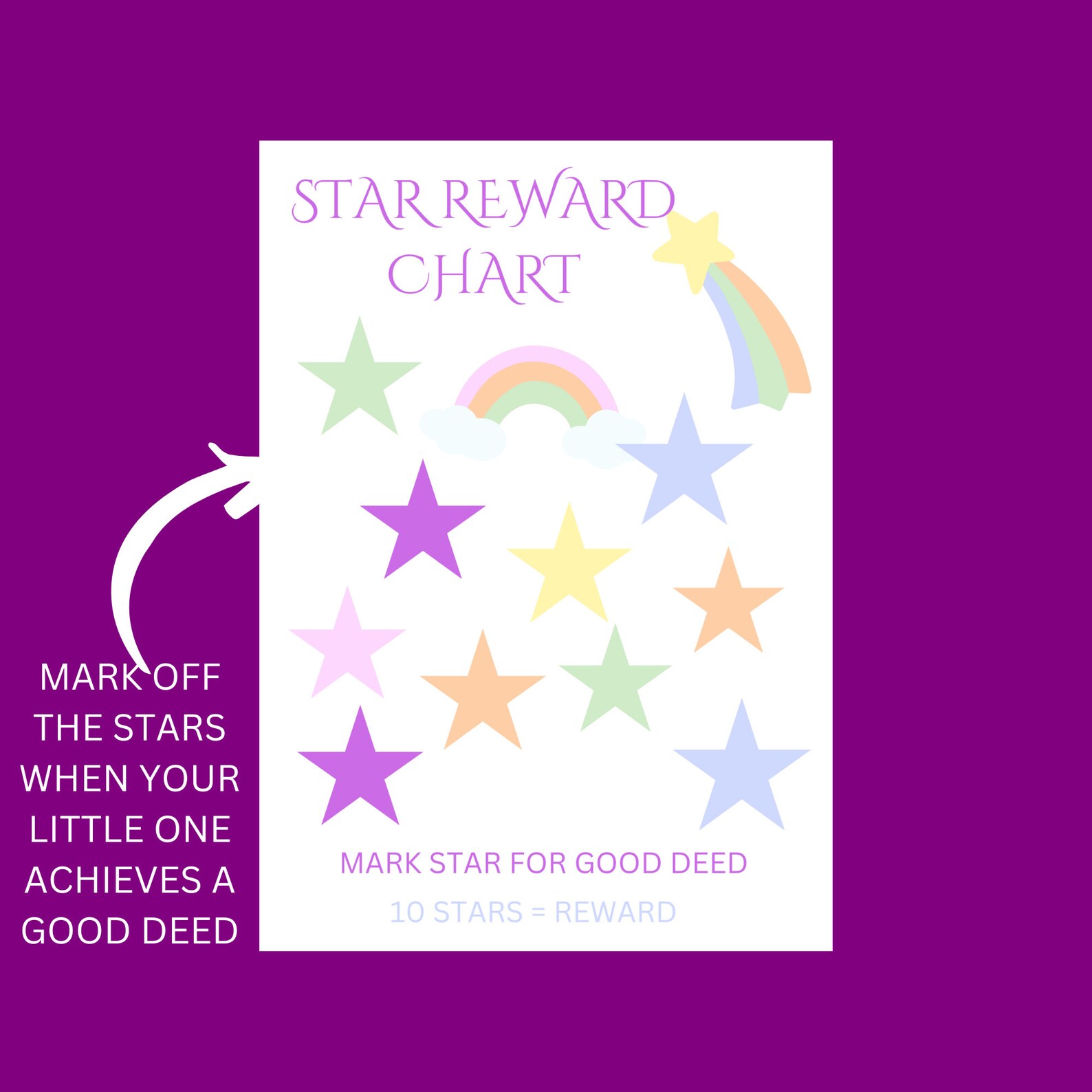 Star Reward Chart for Children Printable Template | Pastel Colored Star ...