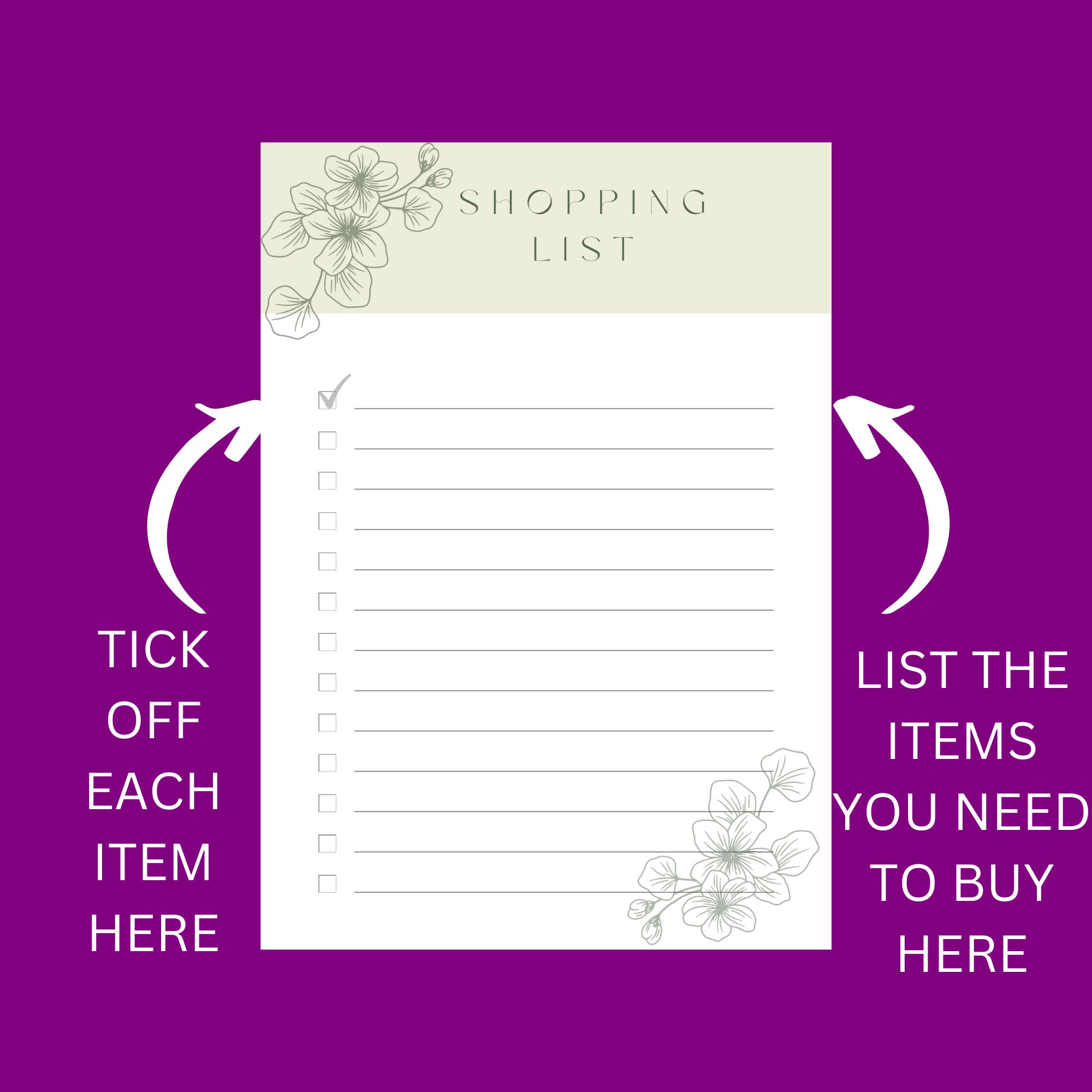 Shopping List Printable Template | Downloadable Shopping List With Tick ...