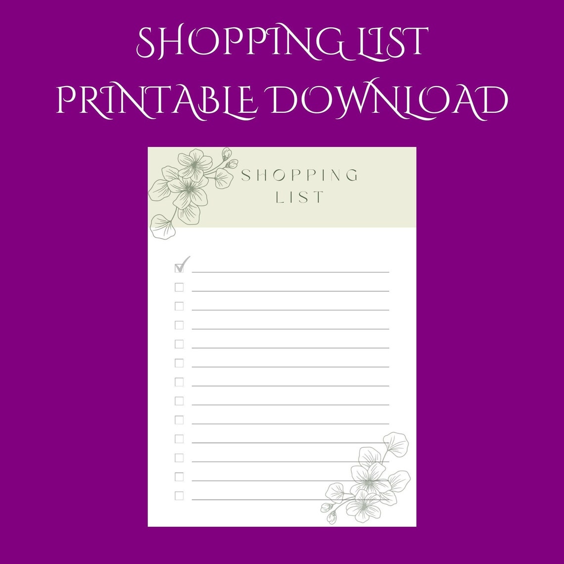 Shopping List Printable Template Downloadable Shopping List With Tick ...