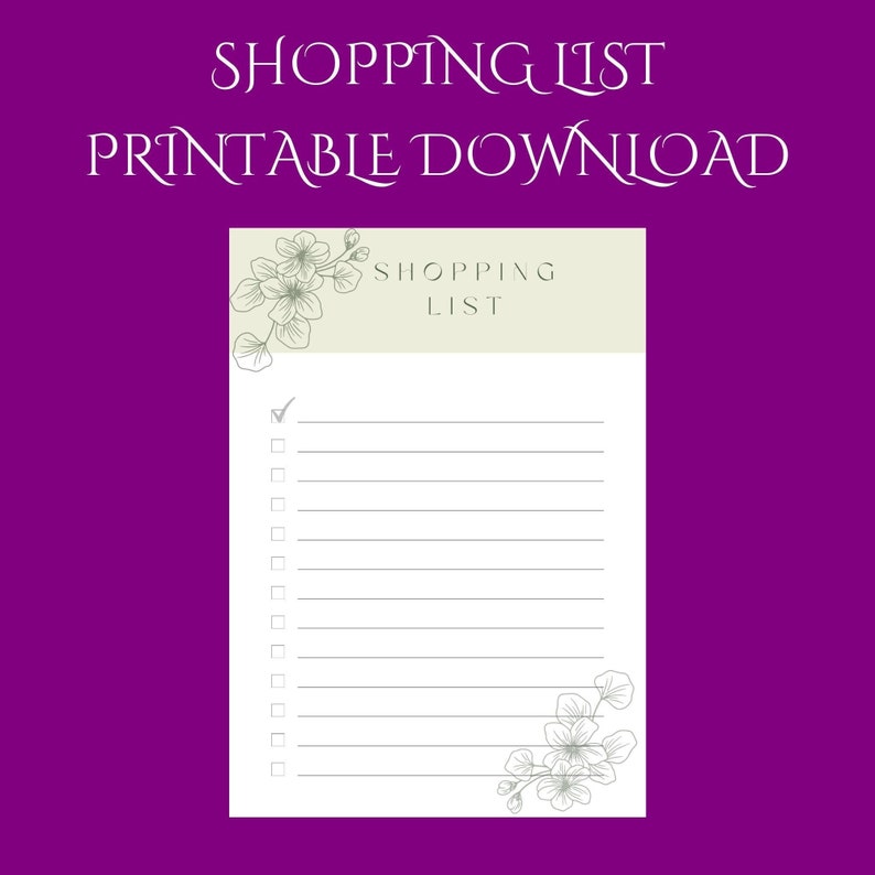 Shopping List Printable Template Downloadable Shopping List With Tick ...