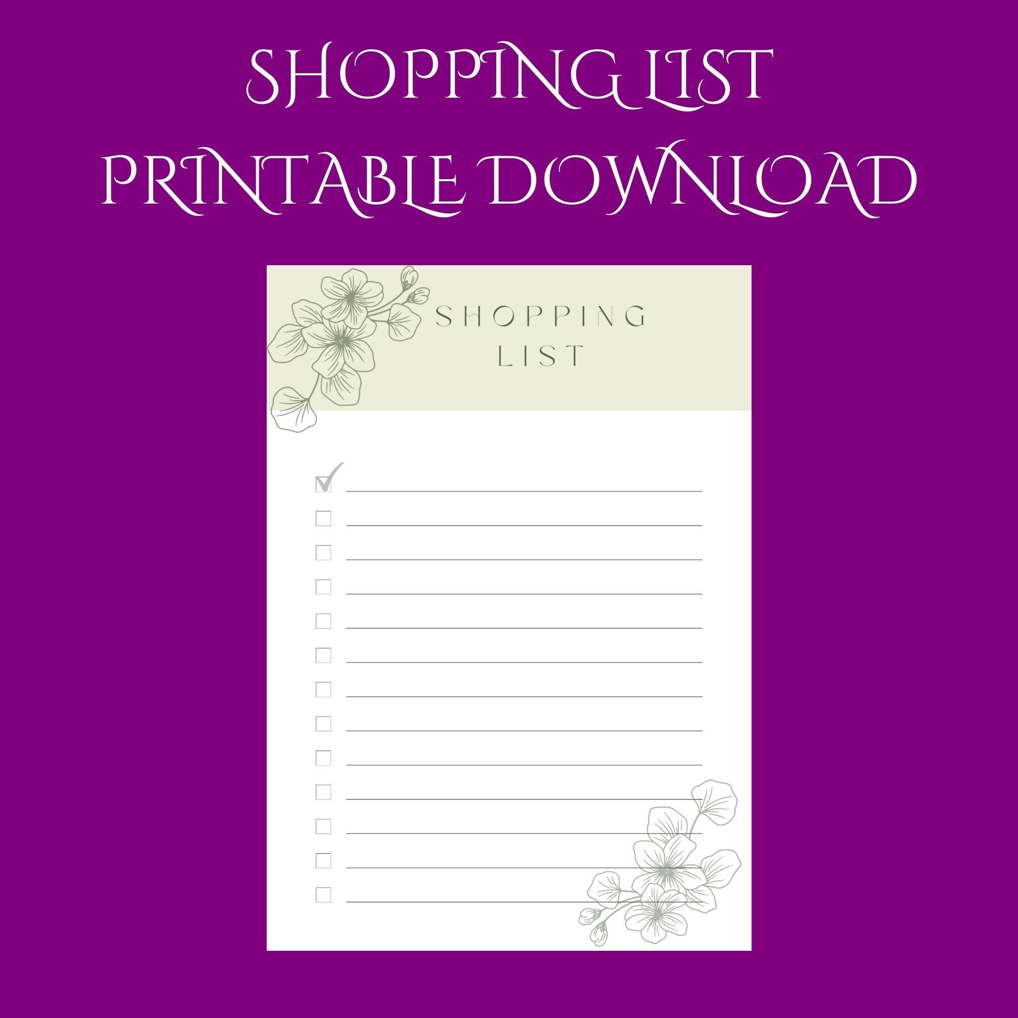 Shopping List Printable Template Downloadable Shopping List With Tick ...