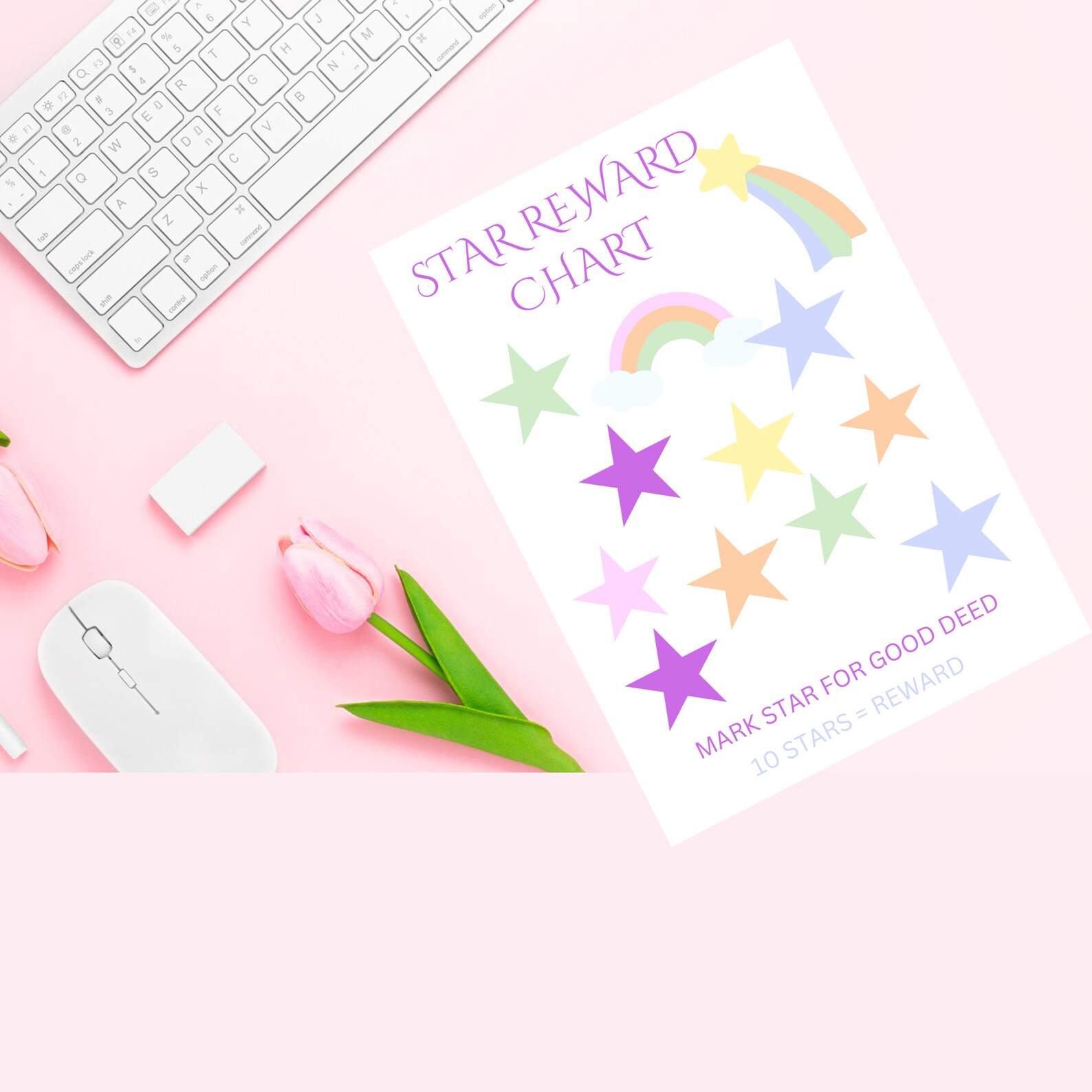 Star Reward Chart for Children Printable Template | Pastel Colored Star ...