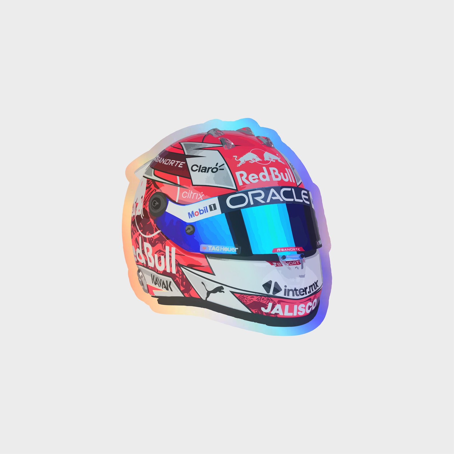 Holographic Checo Perez Red F1 Mini Helmet Sticker Formula One ...