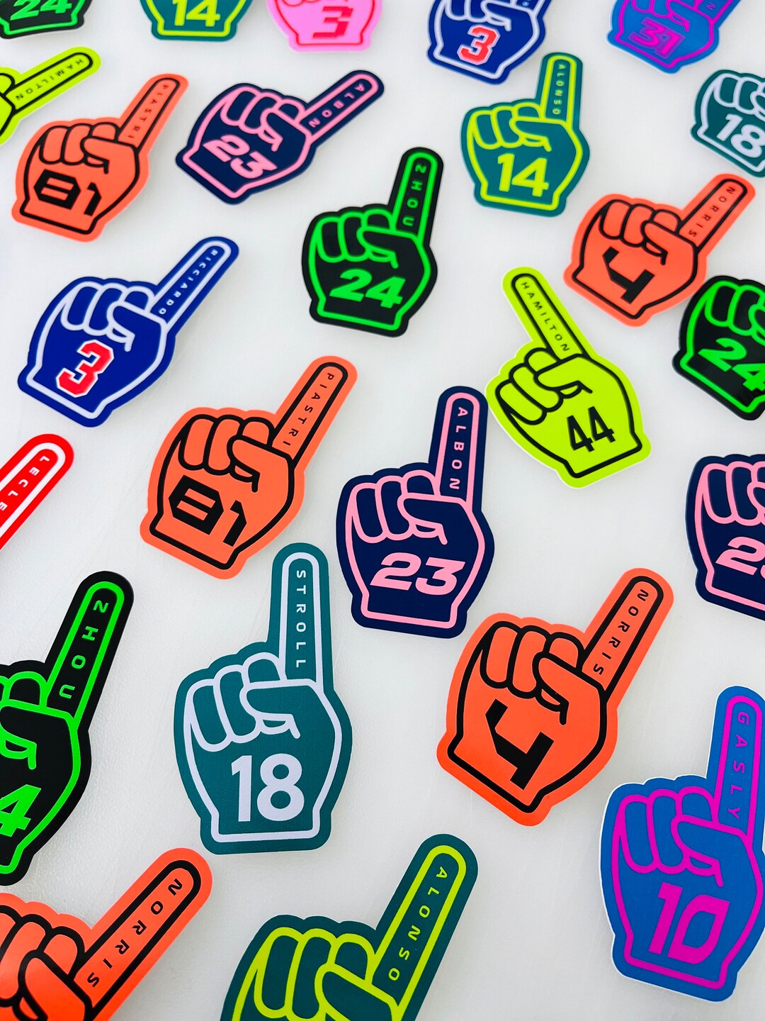2024 NEW F1 Driver Foam Fingers Number / Name Sticker Formula One ...