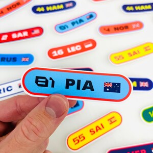 Driver Flag Number Sticker Multi Colour GP Racing F1 Sticker Formula ...