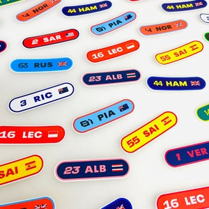 Driver Flag Number Sticker Multi Colour GP Racing F1 Sticker Formula ...