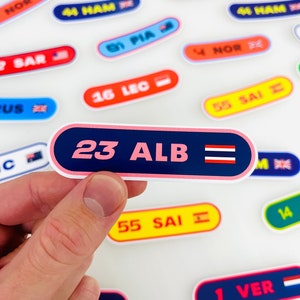 Driver Flag Number Sticker Multi Colour GP Racing F1 Sticker Formula ...