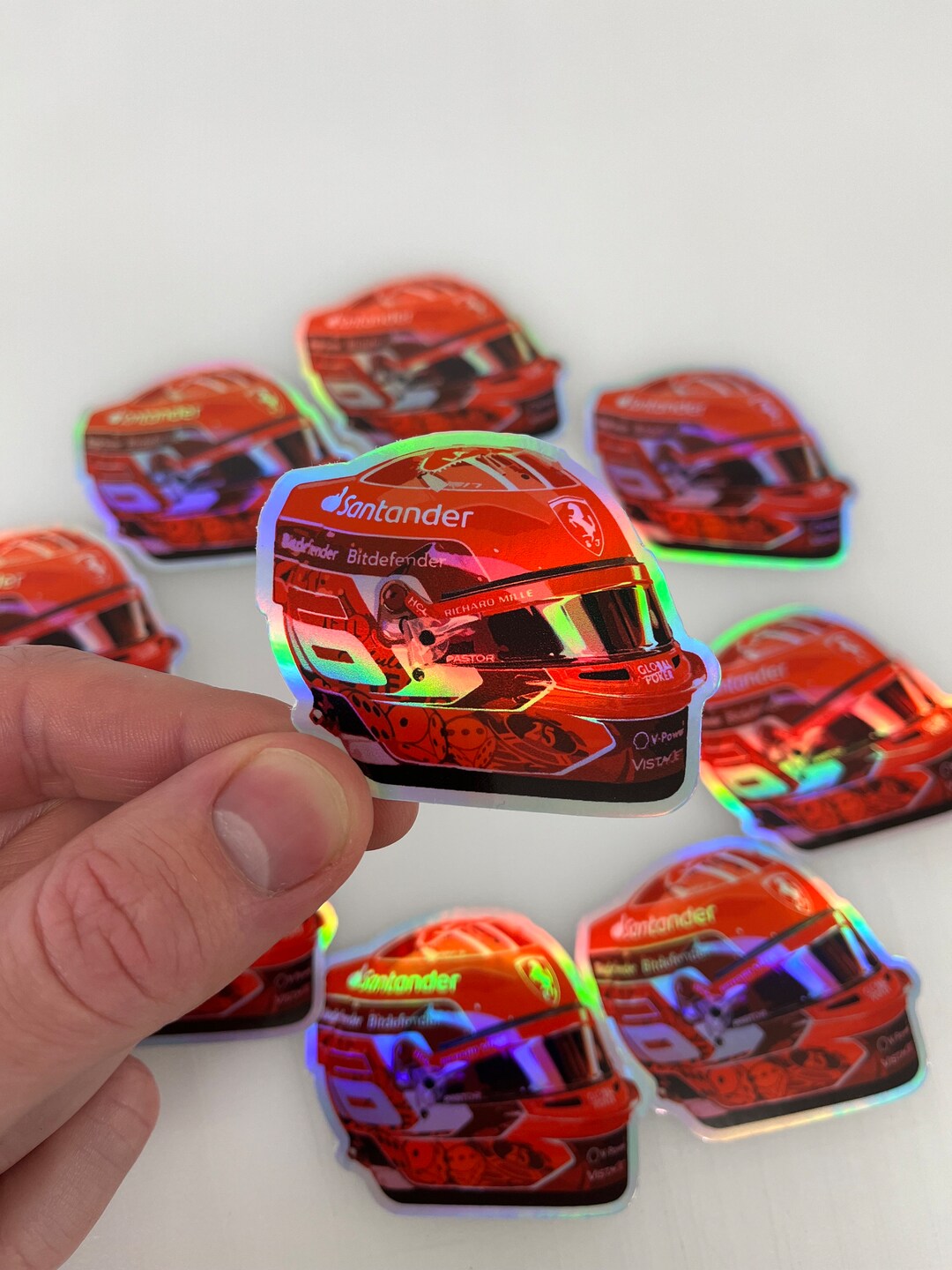 Leclerc Vegas 23 Mini Holographic Helmet Formula One Sticker Cute ...