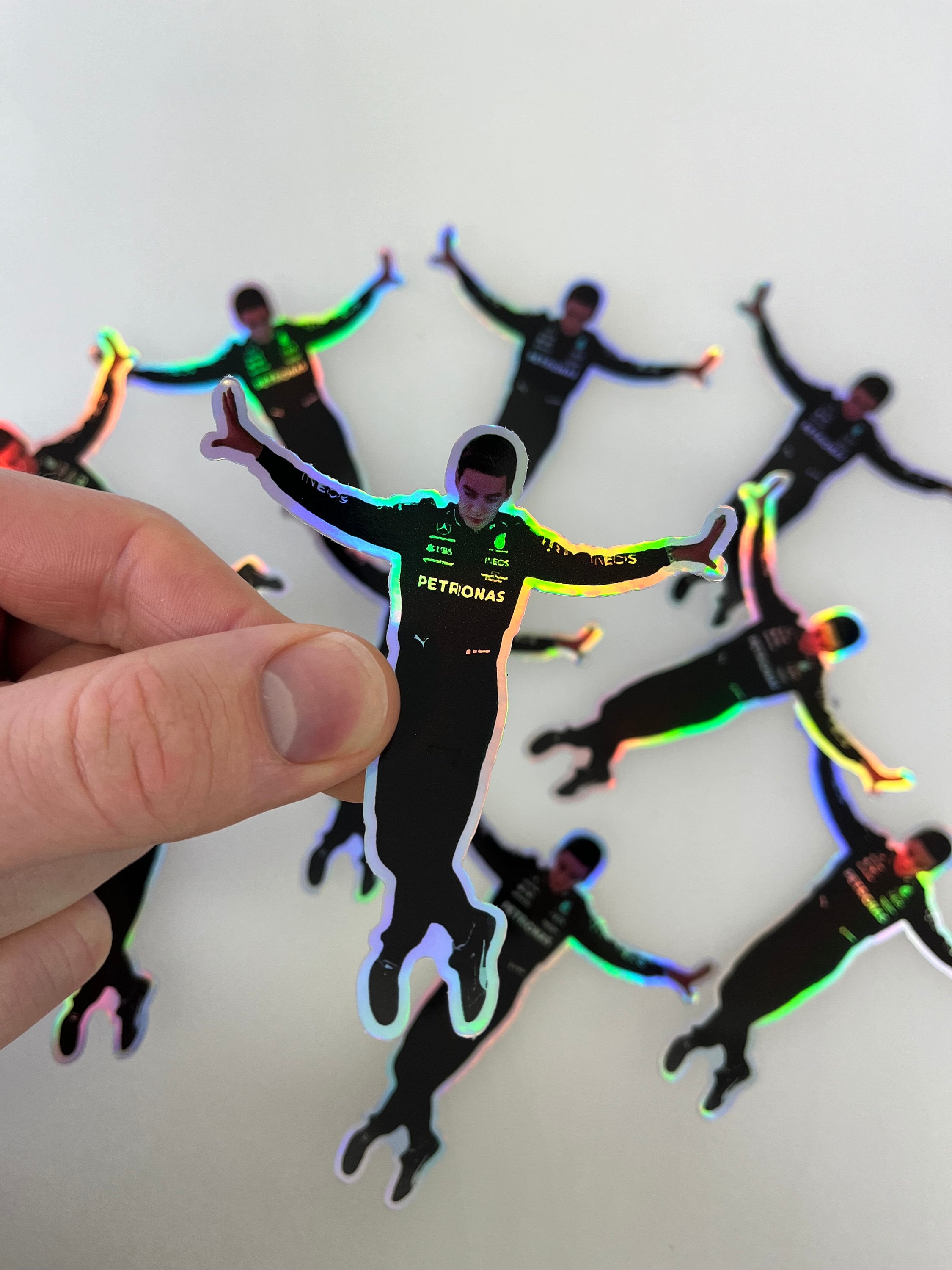 George Russell Pose Meme Hologrpahic Formula One Sticker Cute Sticker ...