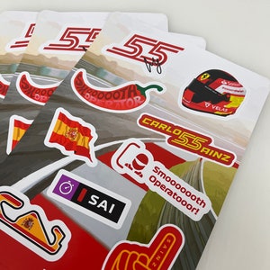 F1 Sticker Sheets Carlos Sainz Sticker Sheet | 9 Stickers | Bottles ...